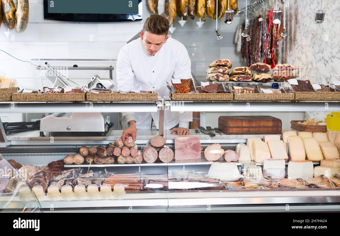 Butcher showing fresh red meat hi-res stock photography and images - Alamy