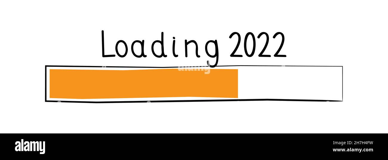 2022 New year loading bar sign drawn in doodle style. Winter holidays ...