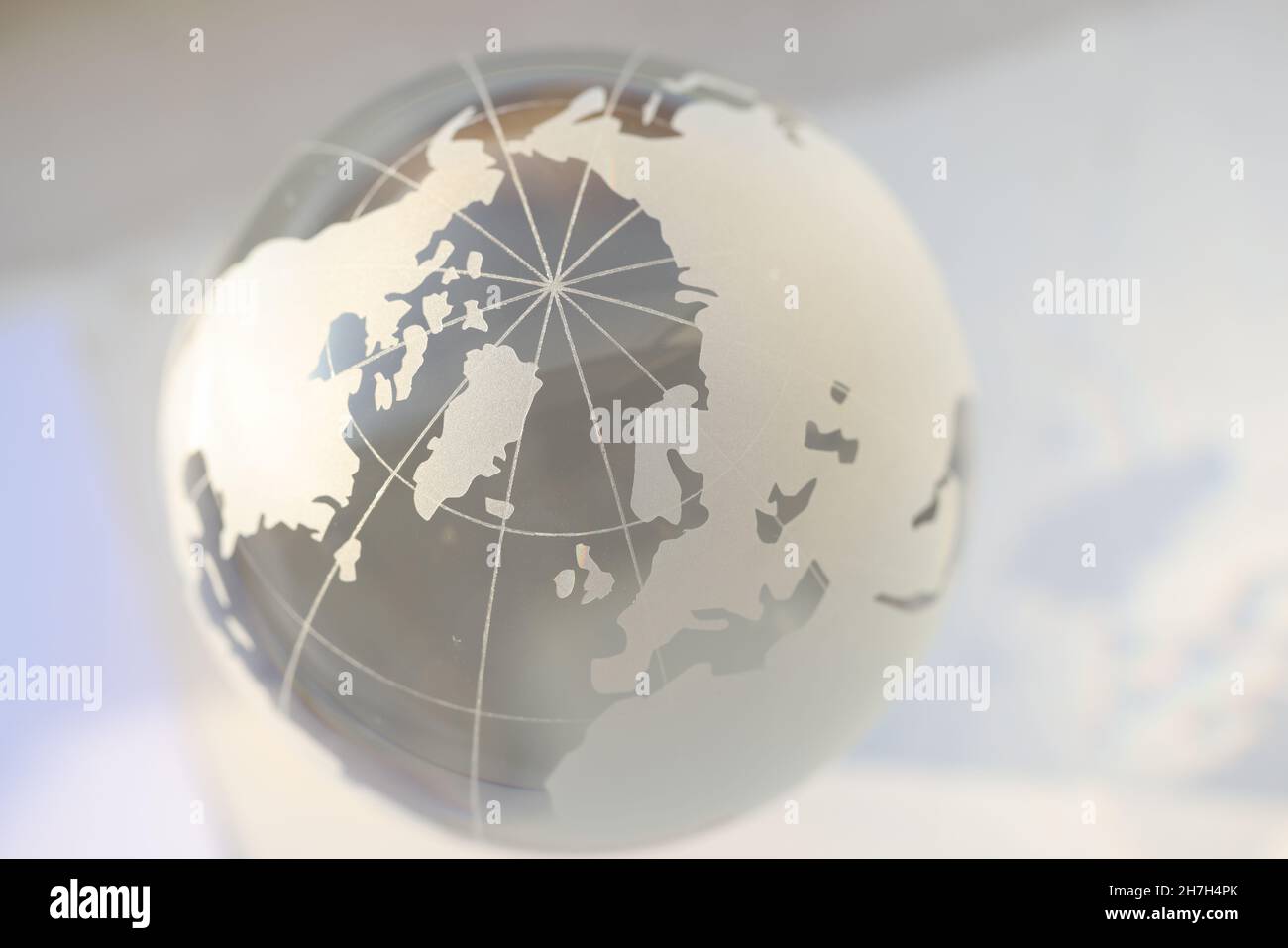 Closeup of glass transparent globe with world map Stock Photo - Alamy