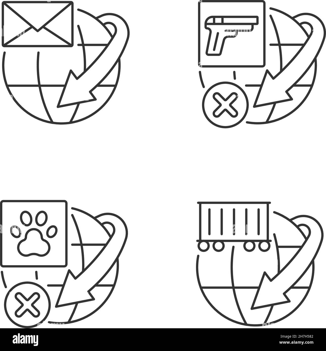 International shipment service rules linear icons set Stock Vector ...