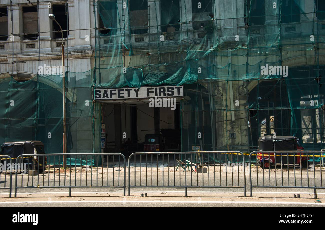 COLOMBO, SRI LANKA - Apr 10, 2019: A building construction site in ...