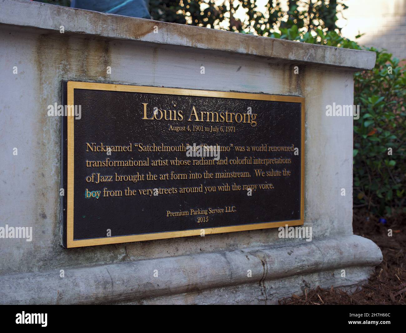 NEW ORLEANS, UNITED STATES - Oct 25, 2021: An info plate of Louis ...