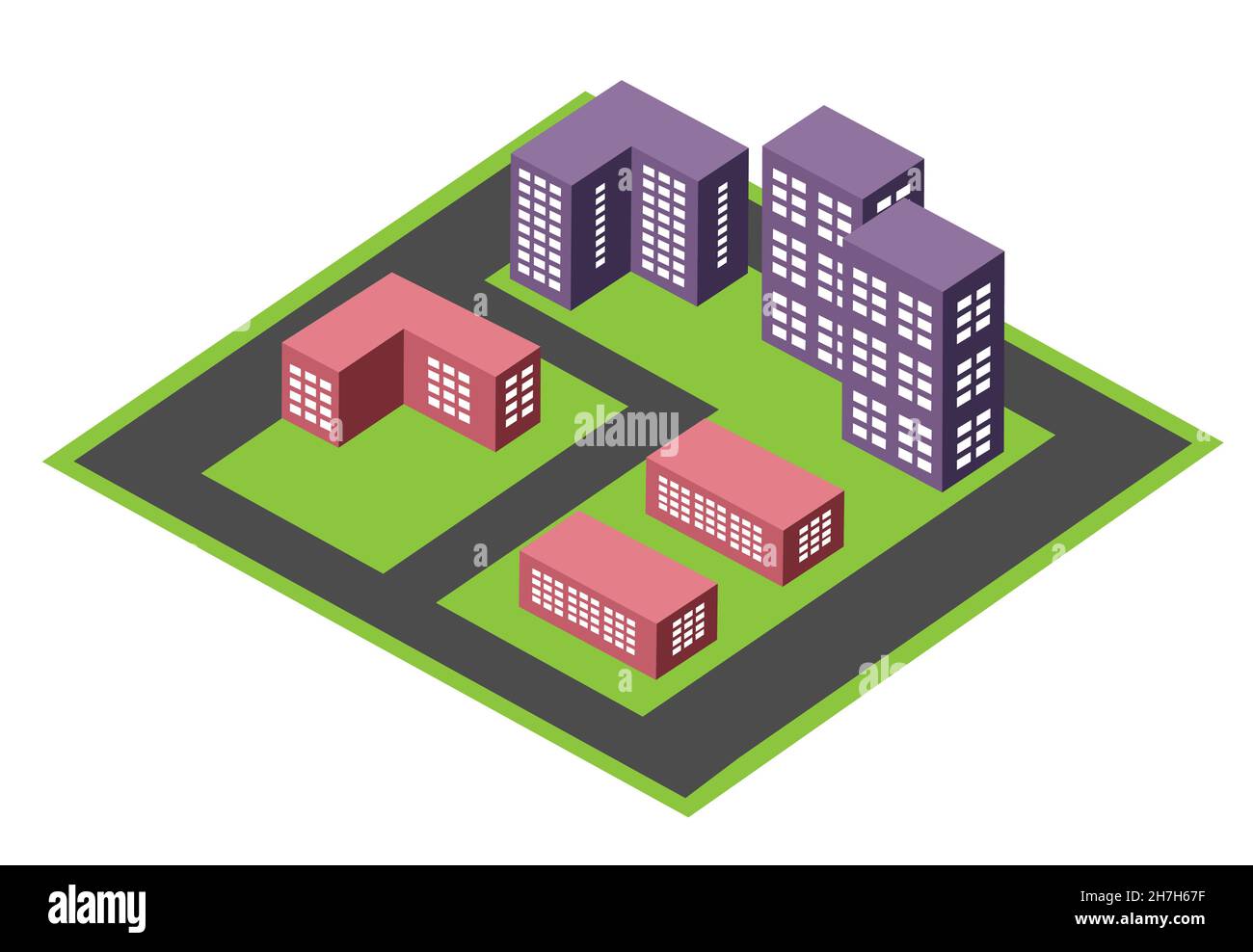 Vector isometric urban architecture block building of the modern city ...