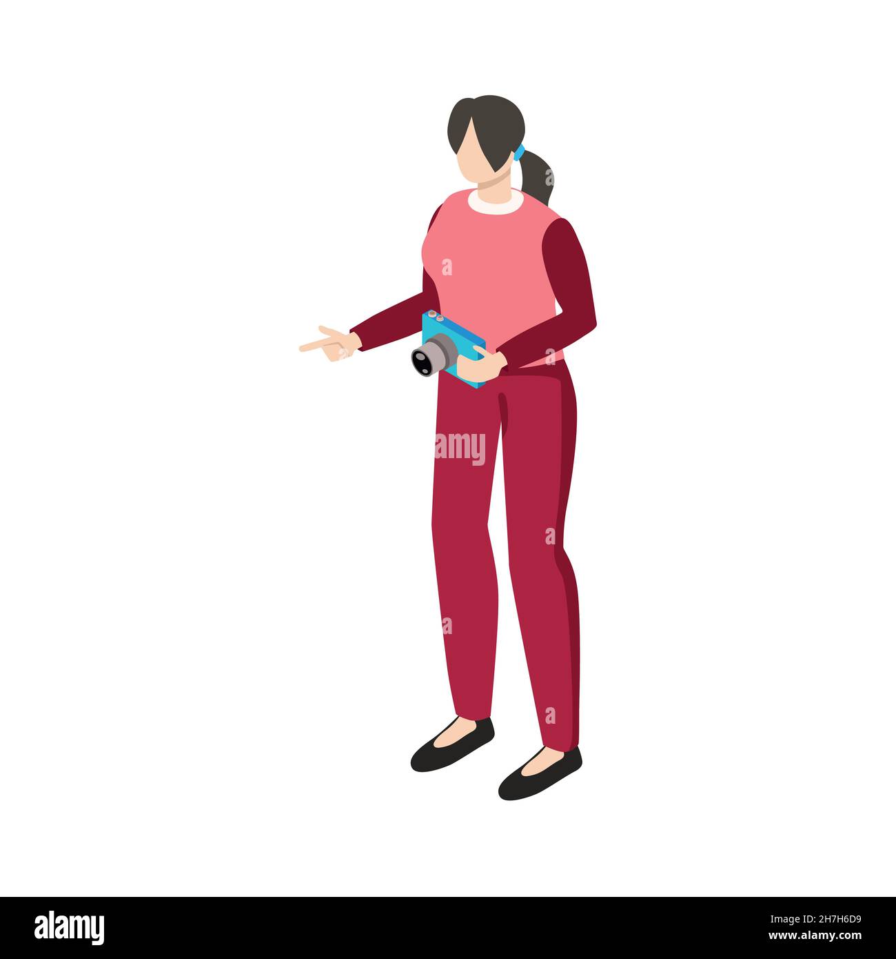 Woman Photographer Standing. Full Length Person with Camera Element ...