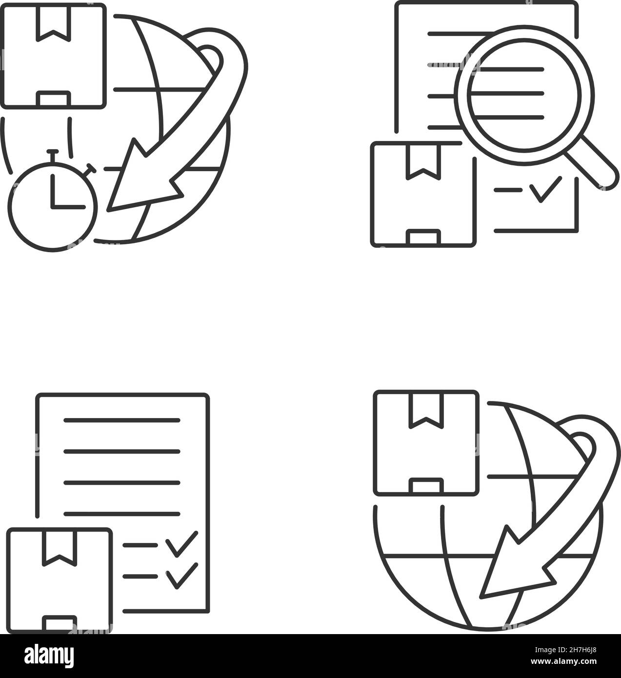 International delivery professional service linear icons set Stock ...