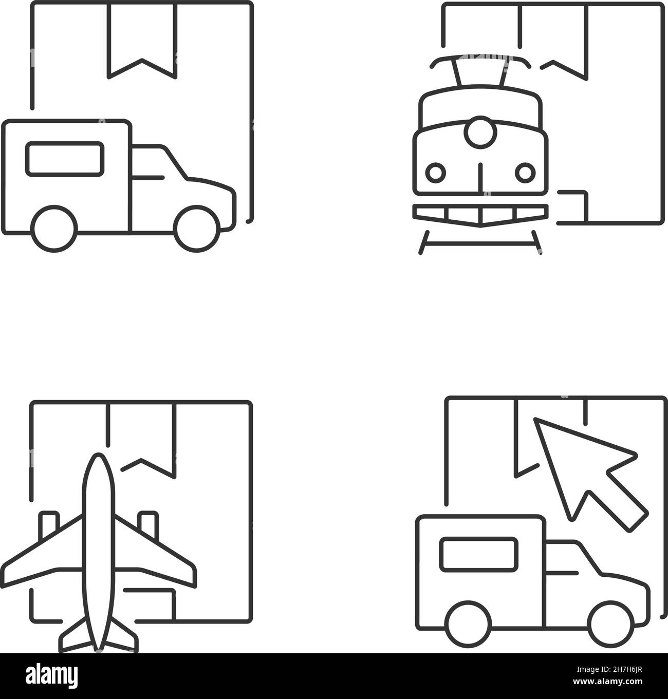 International shipping transport types linear icons set Stock Vector ...