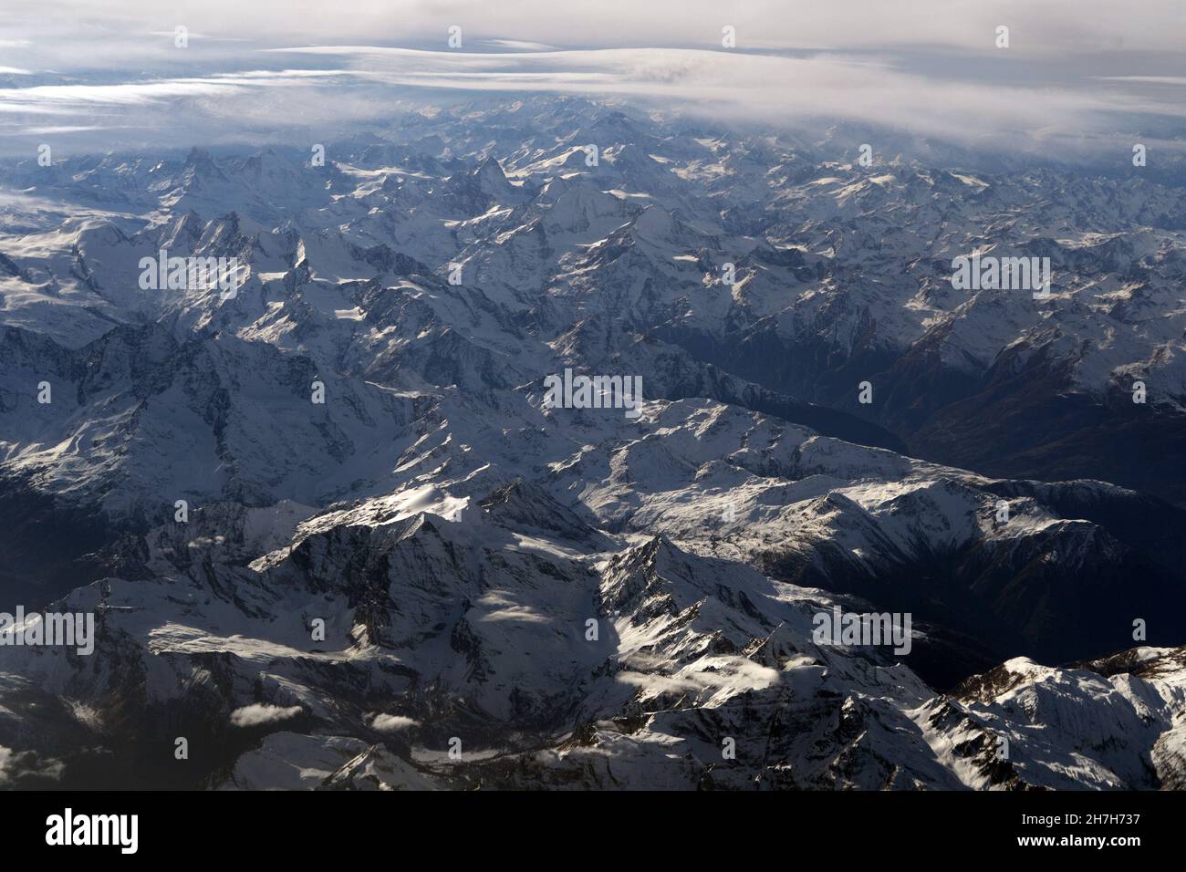 alps aerial view panorama landscape from airplane Stock Photo - Alamy