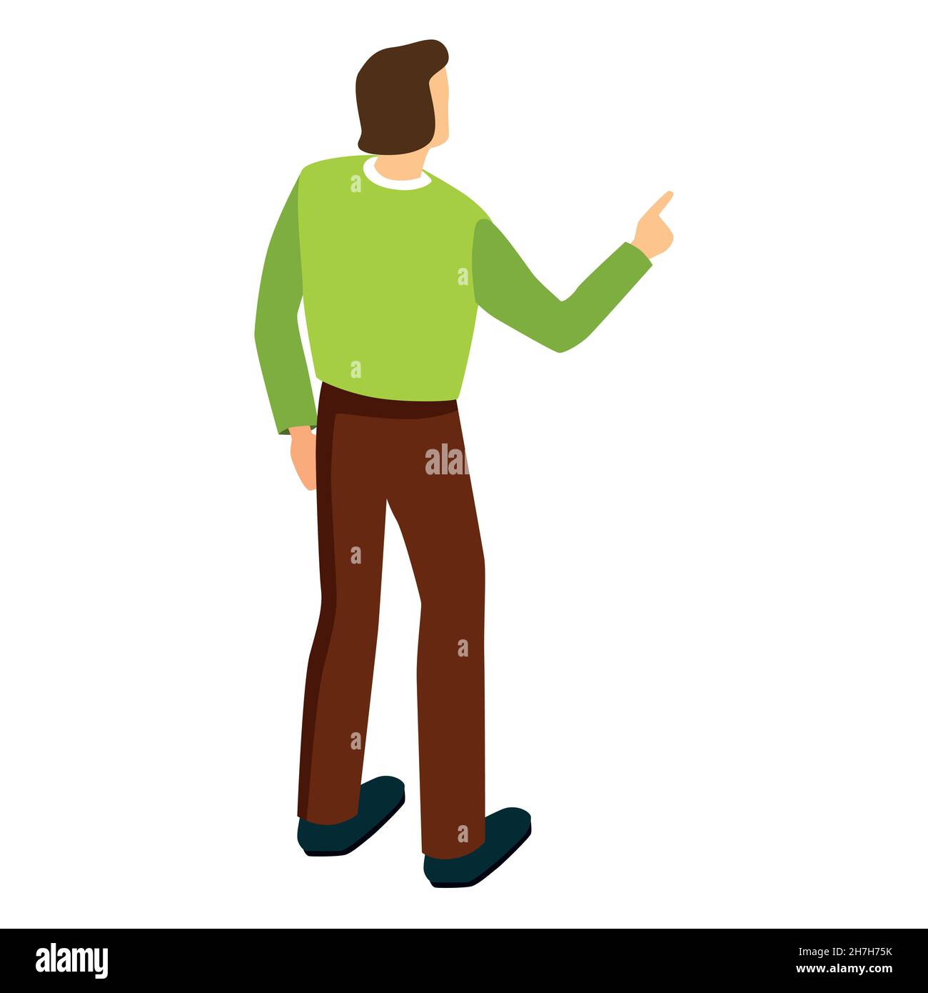 Isolated Element. Man Standing Backwards. Full length Person. Vector ...
