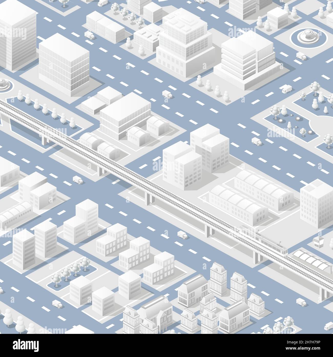 Isometric white city map navigations urban cartography business concept ...