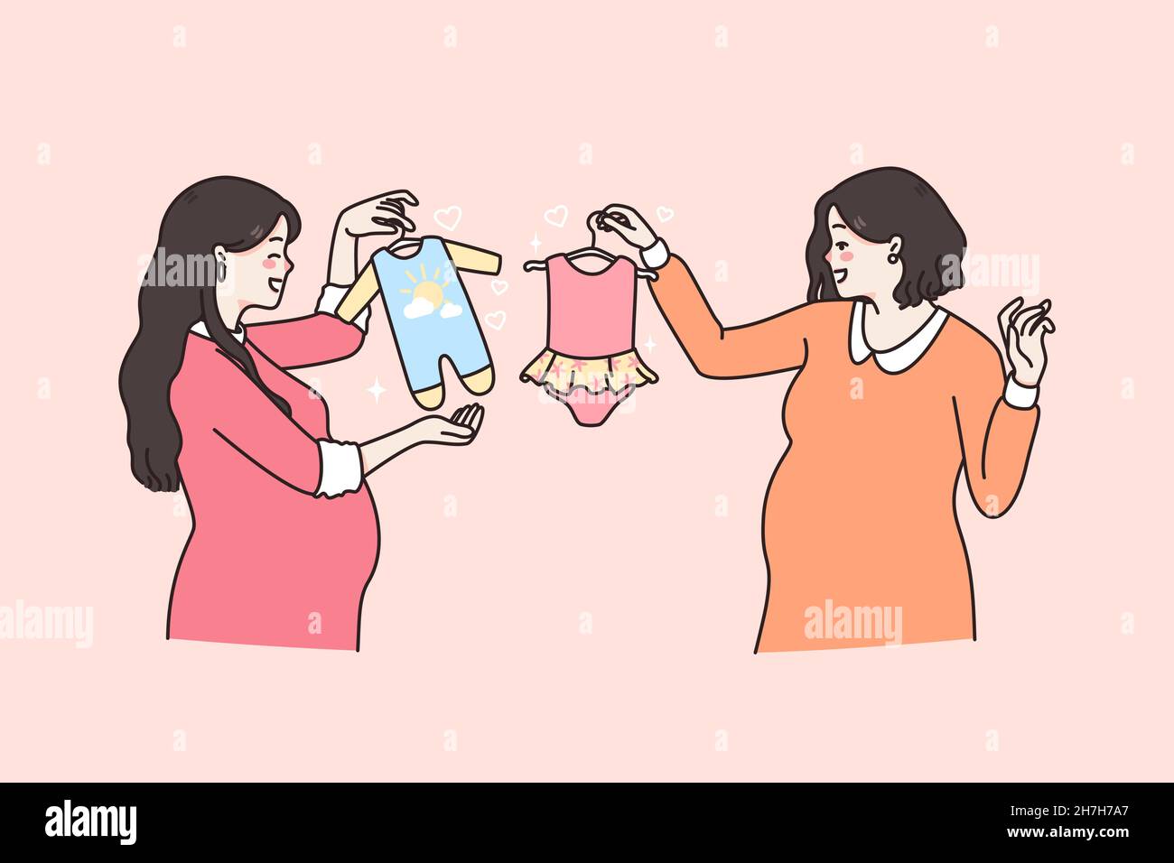 Happy maternity and pregnancy concept. Two smiling pregnant women ...