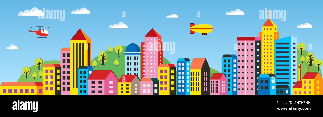 Silhouette of city structure downtown urban modern street of ...