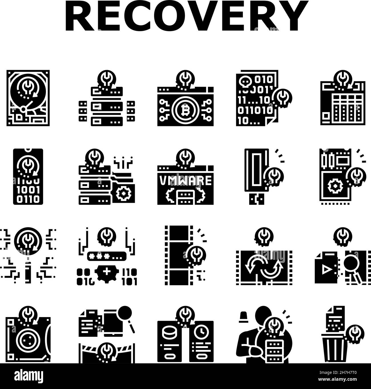 Data Recovery Computer Processing Icons Set Vector Stock Vector Image & Art - Alamy