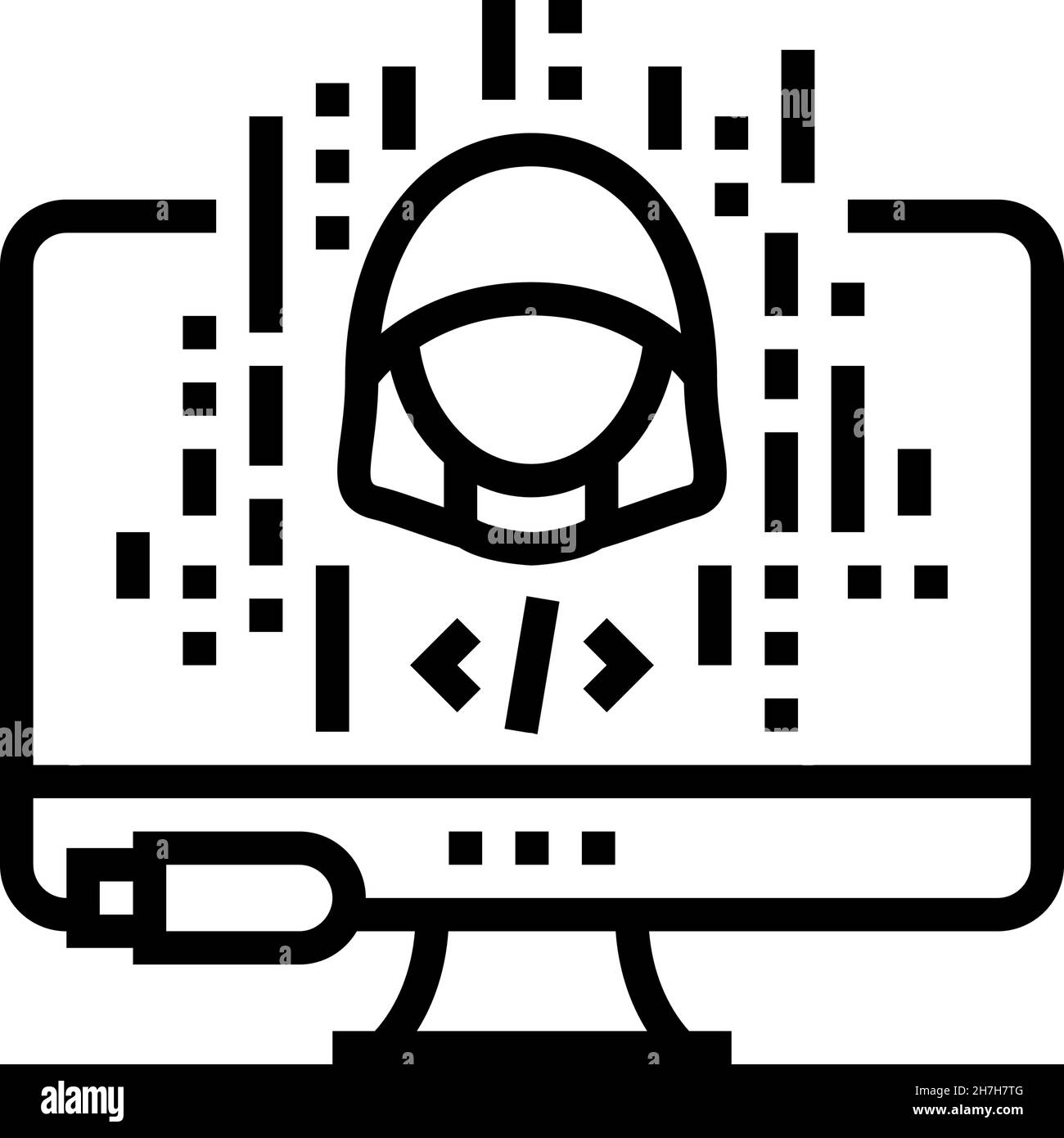 hacked software line icon vector illustration Stock Vector Image & Art ...