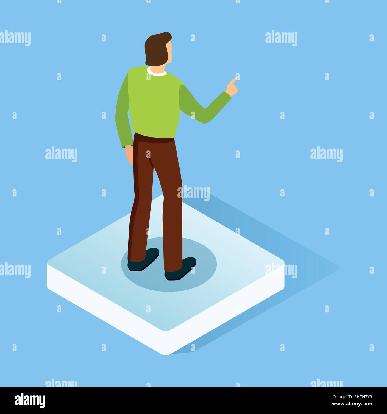 Back View. Person Performing on the Scene. Leader illustration. Vector ...