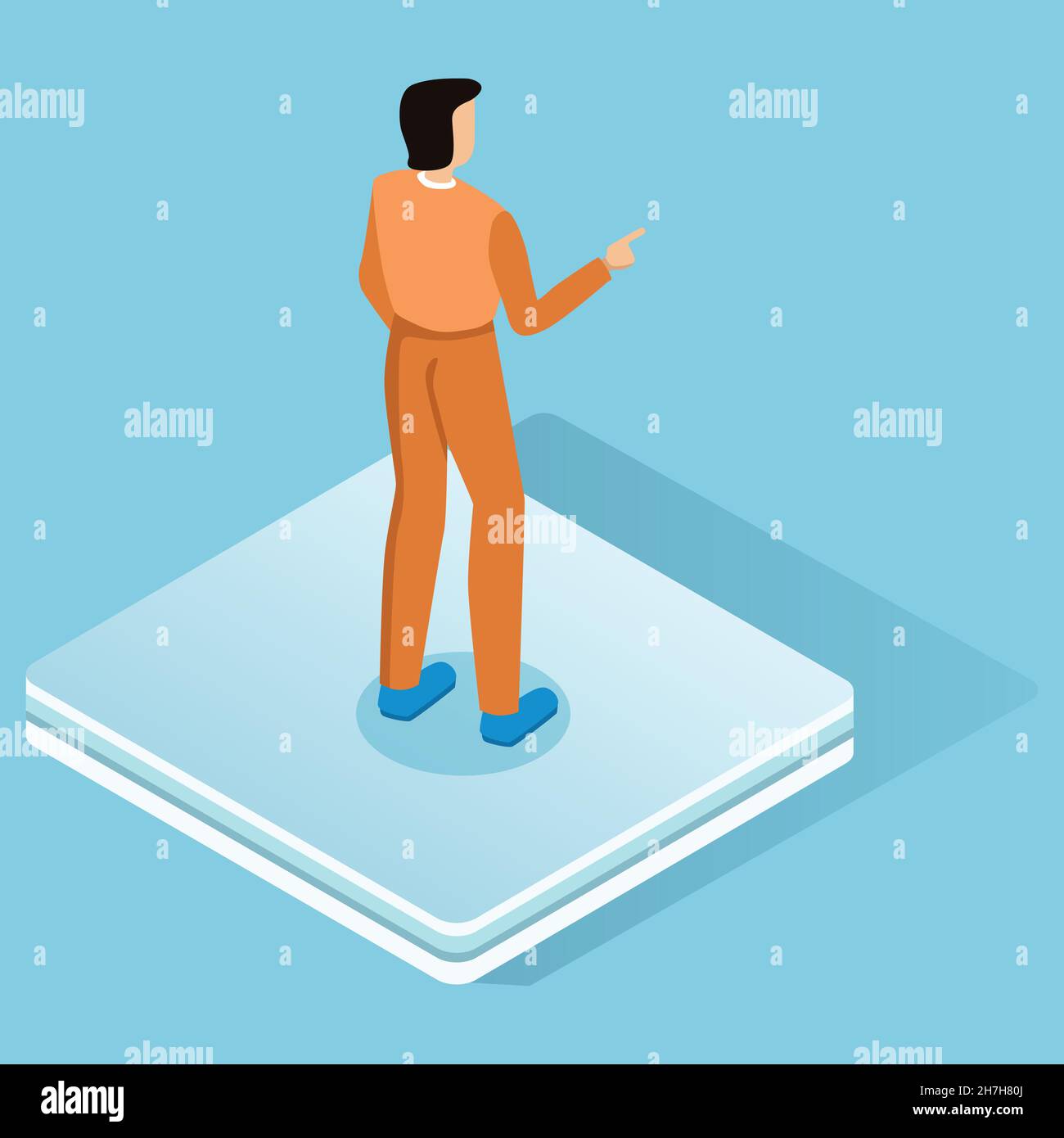 Man Standing on Podium. Back View. Vector illustration Stock Vector ...