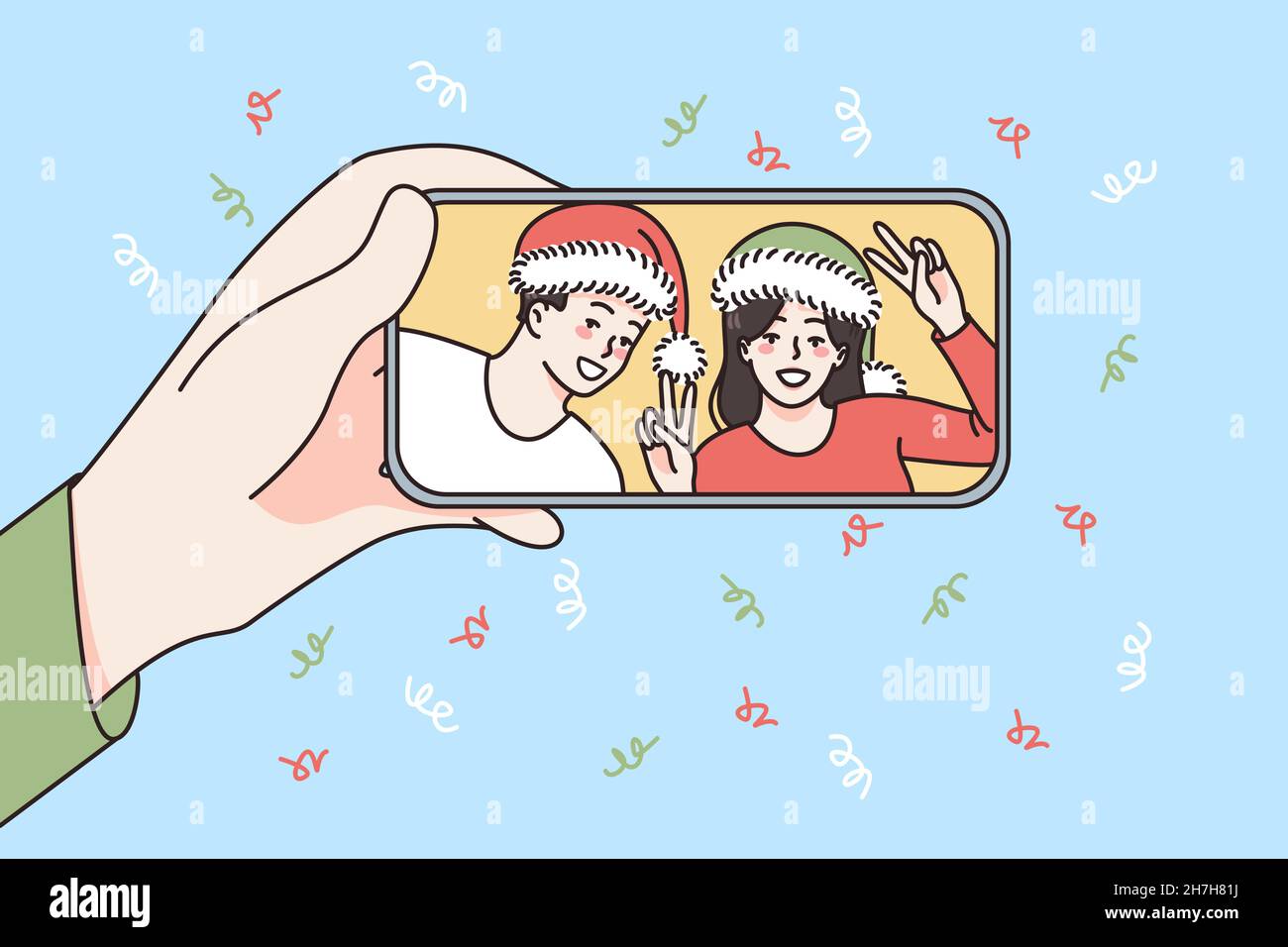 Two smiling friends holding Stock Vector Images - Alamy