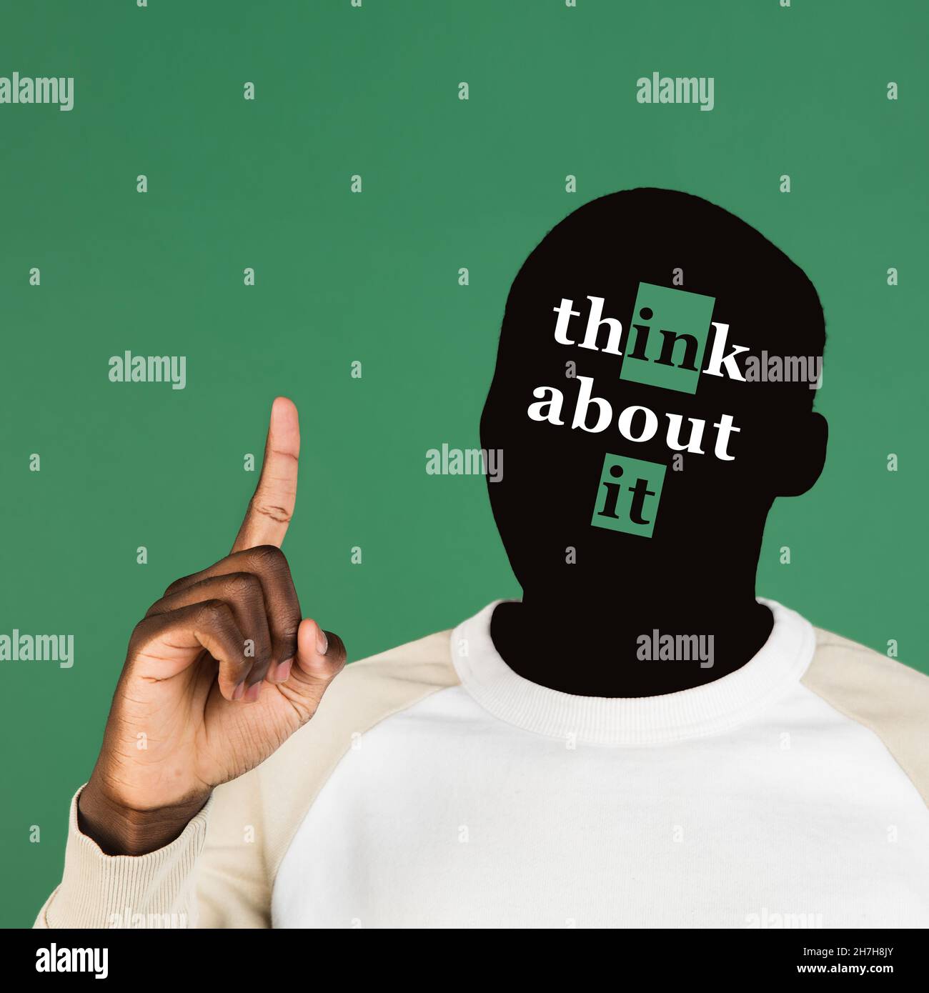 Conceptual Portrait Of Faceless Man With Lettering Instead Face Human
