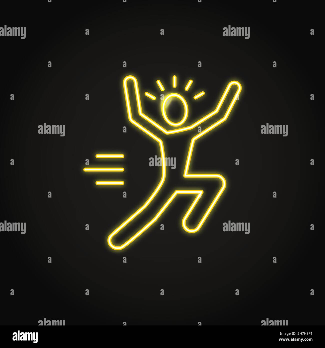 Neon person with ADHD icon in line style. Attention deficit ...