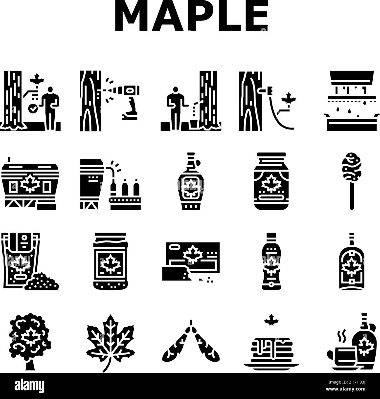 Maple Syrup Delicious Liquid Icons Set Vector Stock Vector Image & Art ...