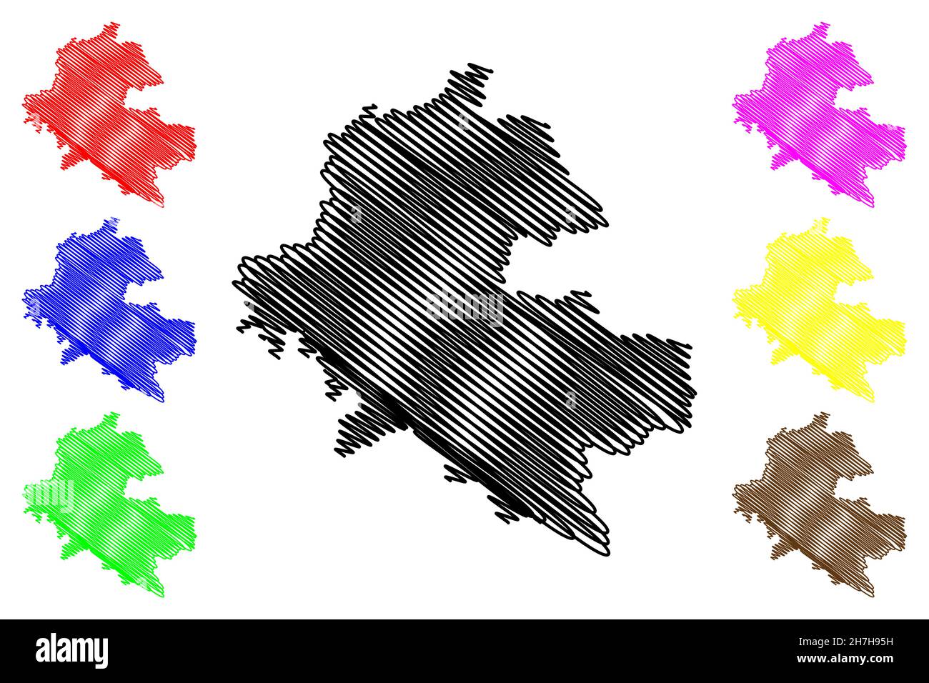 Deoria district (Uttar Pradesh State, Republic of India) map vector ...