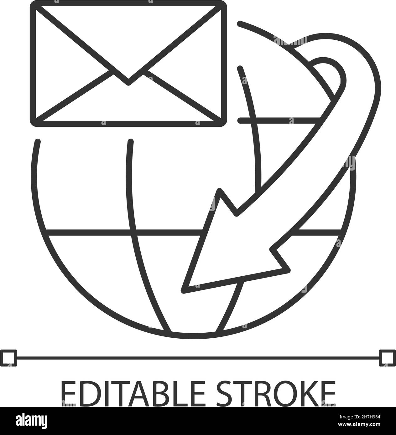 International mail shipping service linear icon Stock Vector Image ...