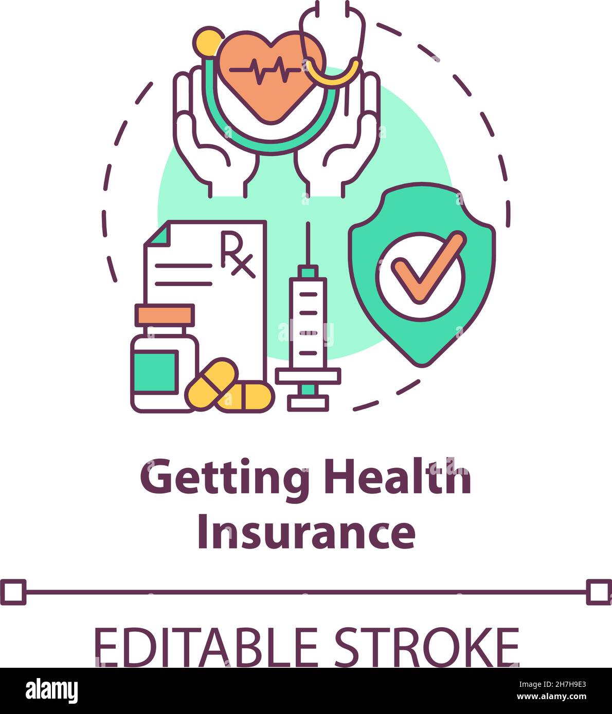Getting health insurance concept icon Stock Vector Image & Art - Alamy