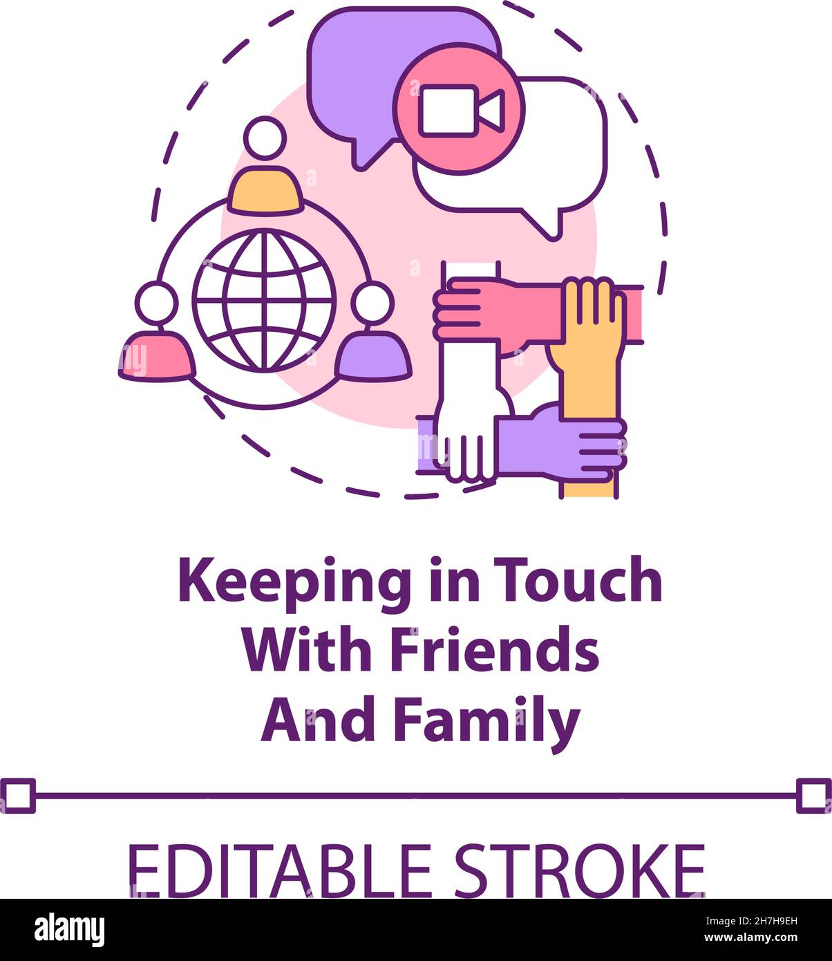 Keeping in touch with friends and family concept icon Stock Vector ...