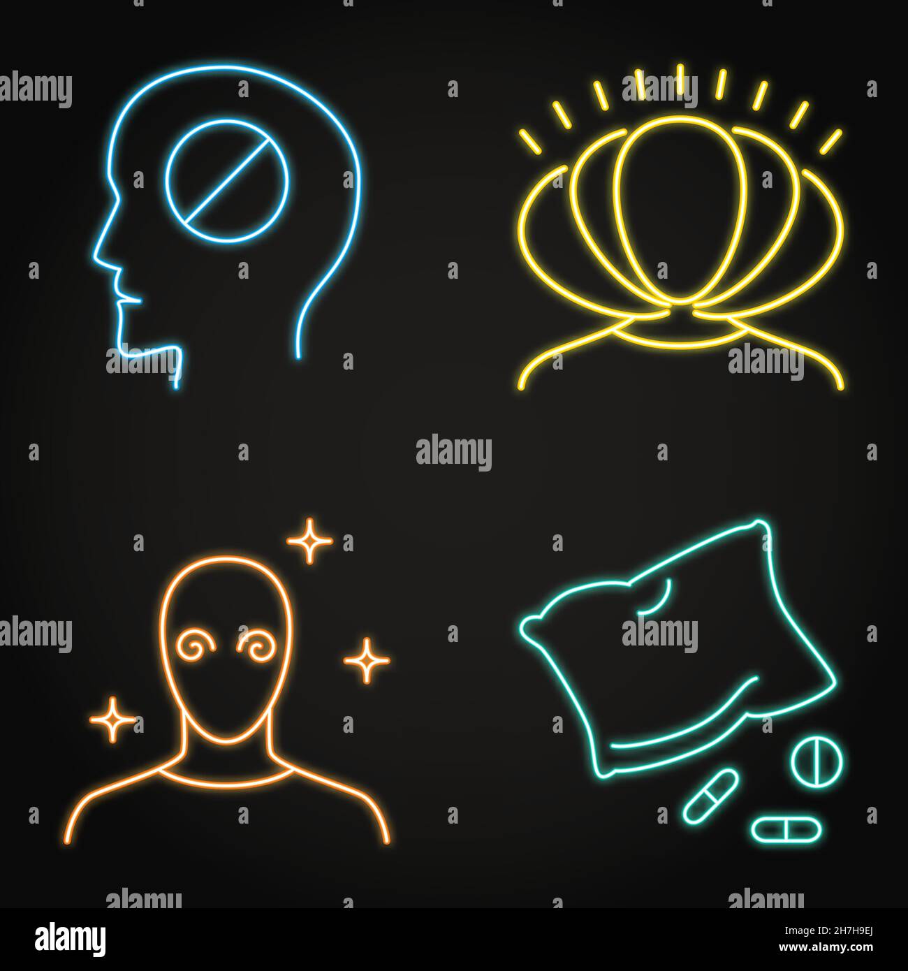 Bipolar disorder, mixed features phase icon set on chalkboard. Vector ...