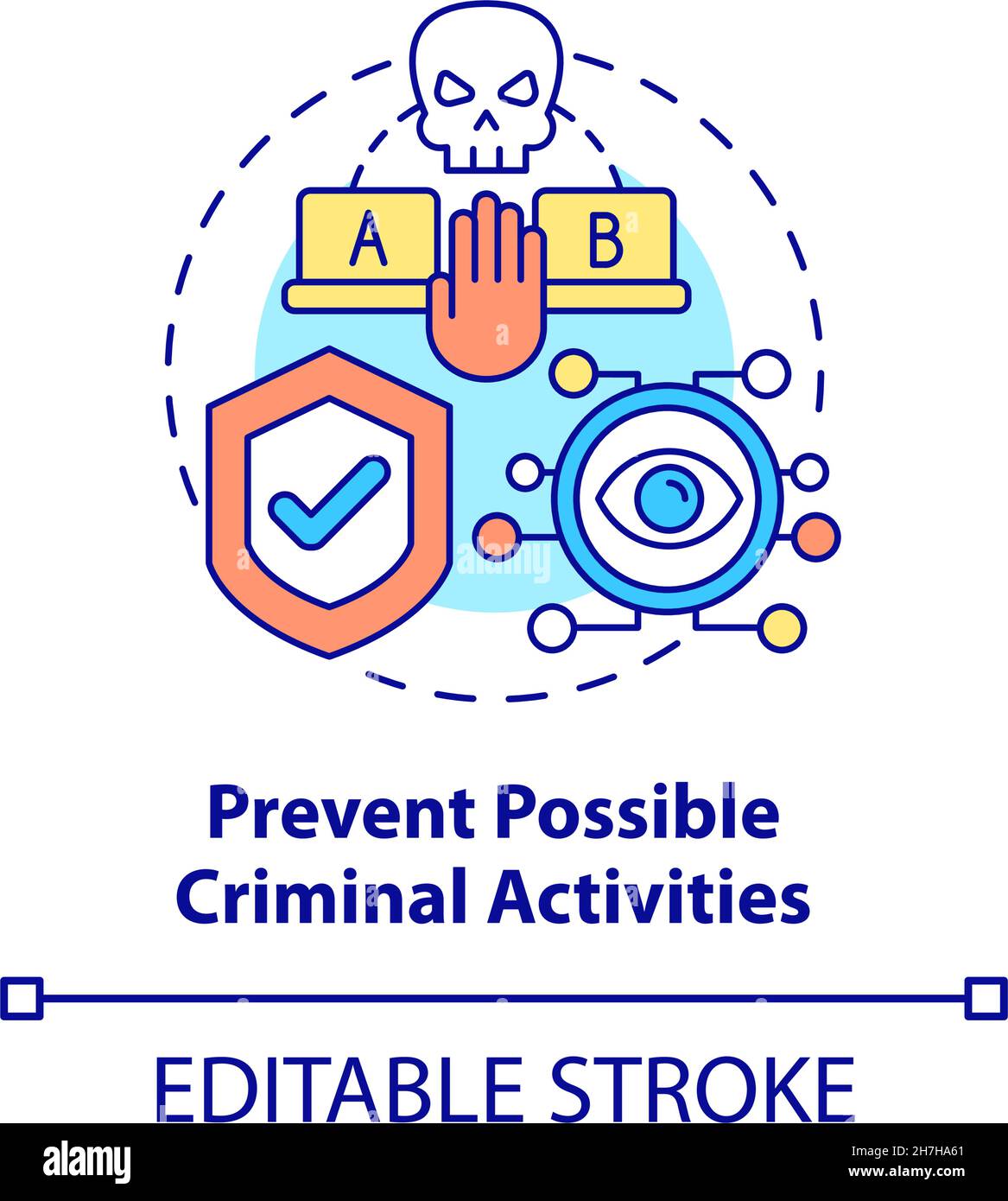 Prevent possible criminal activities concept icon Stock Vector Image ...