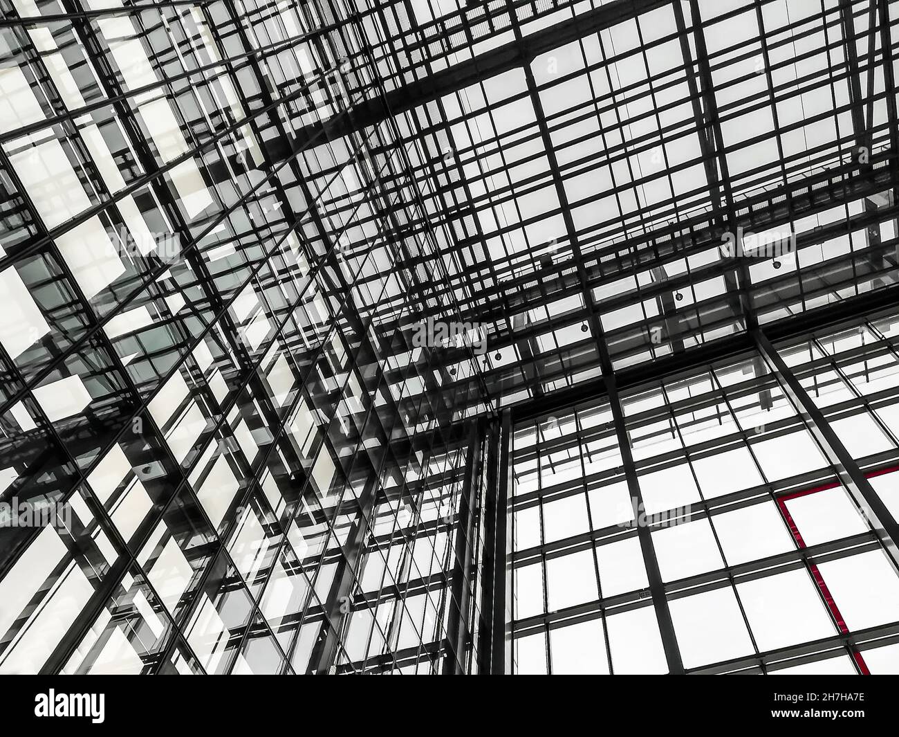 Internal geometric structure of a steel and glass building Stock Photo ...