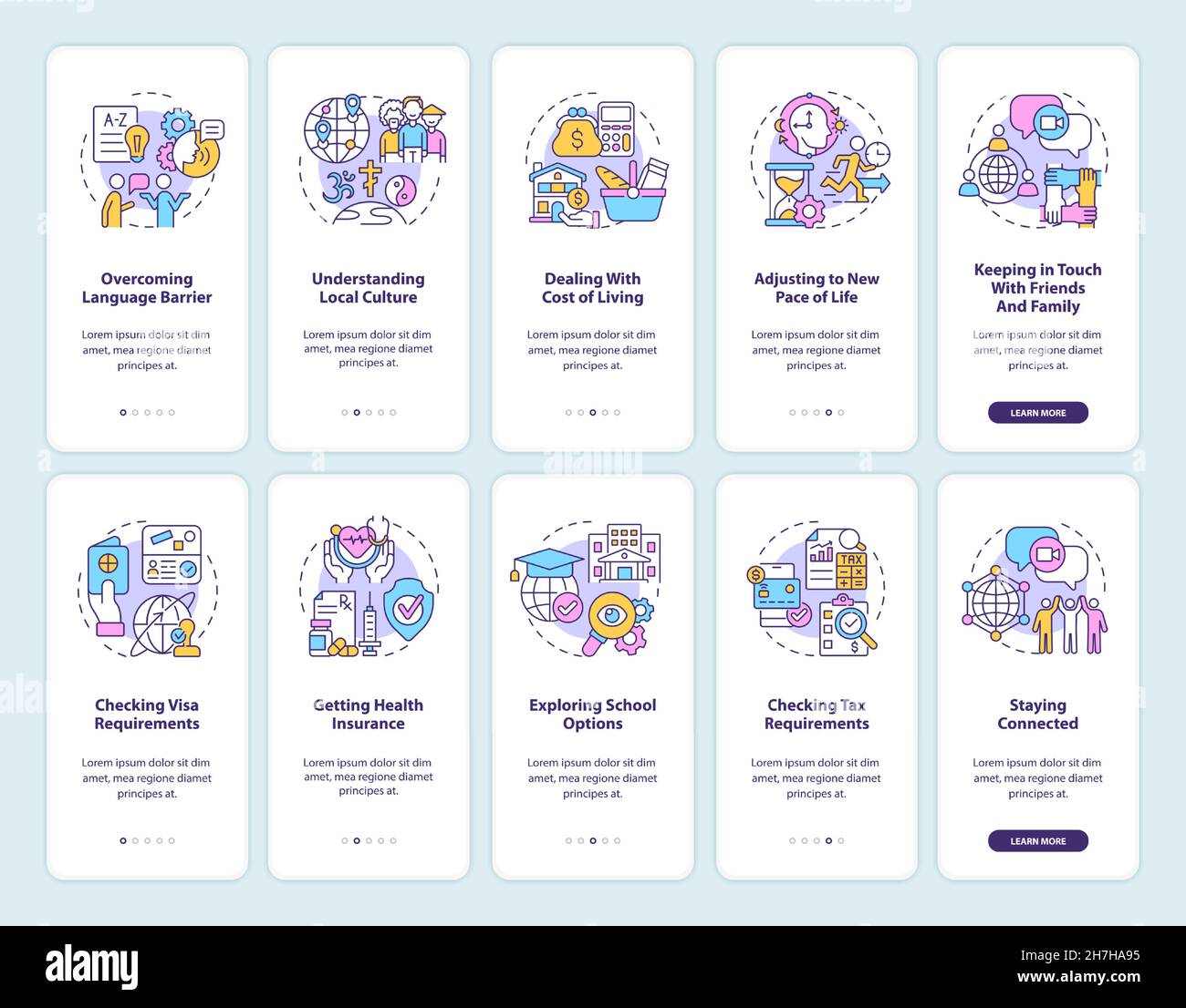 Expats onboarding mobile app page screen set Stock Vector Image & Art ...