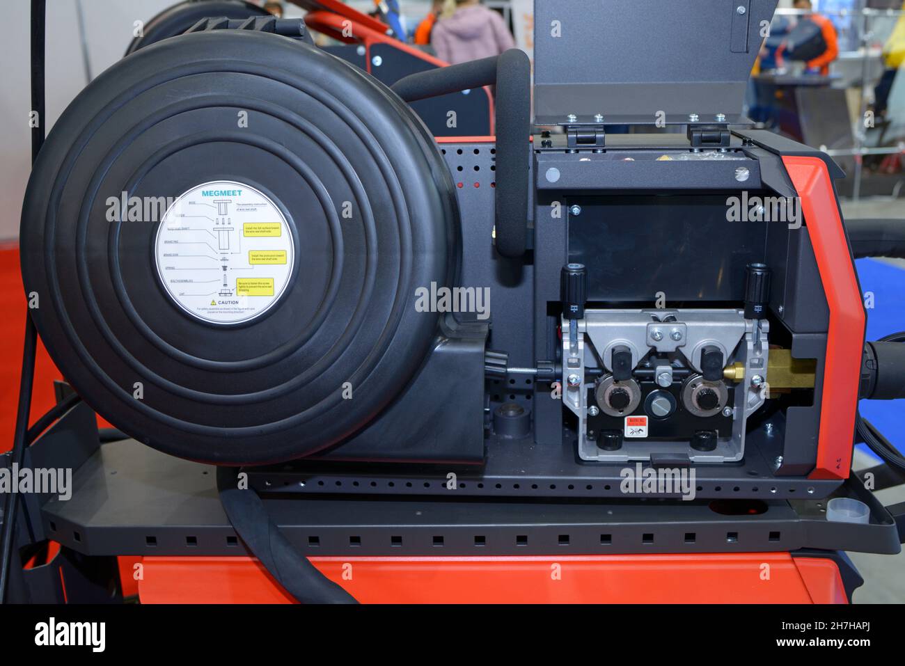 Welding wire feeder of the welder, electric welding machine Stock Photo ...