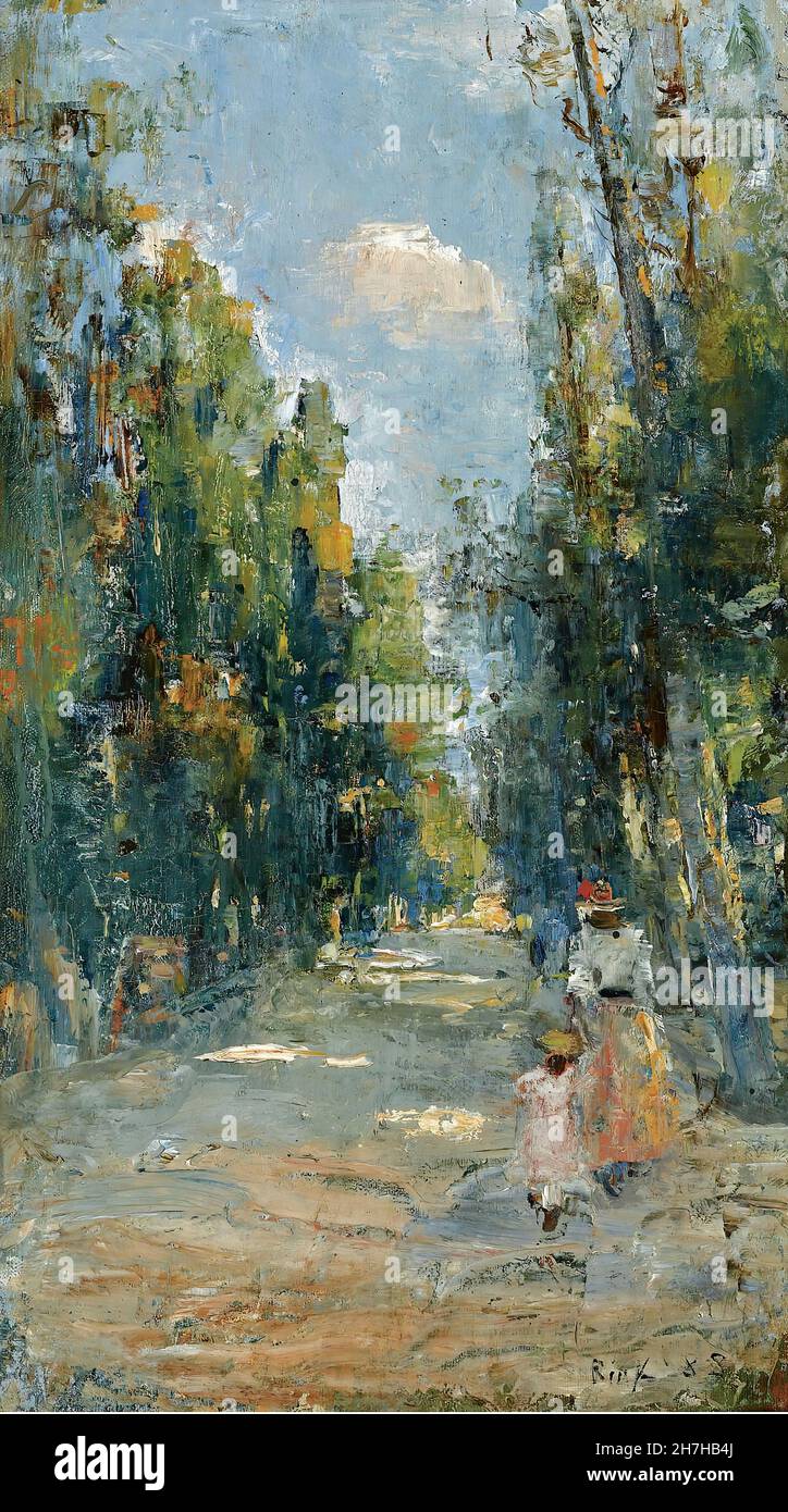 Paulus Philippus Rink - Figures Strolling in a Park - 1888 Stock Photo ...