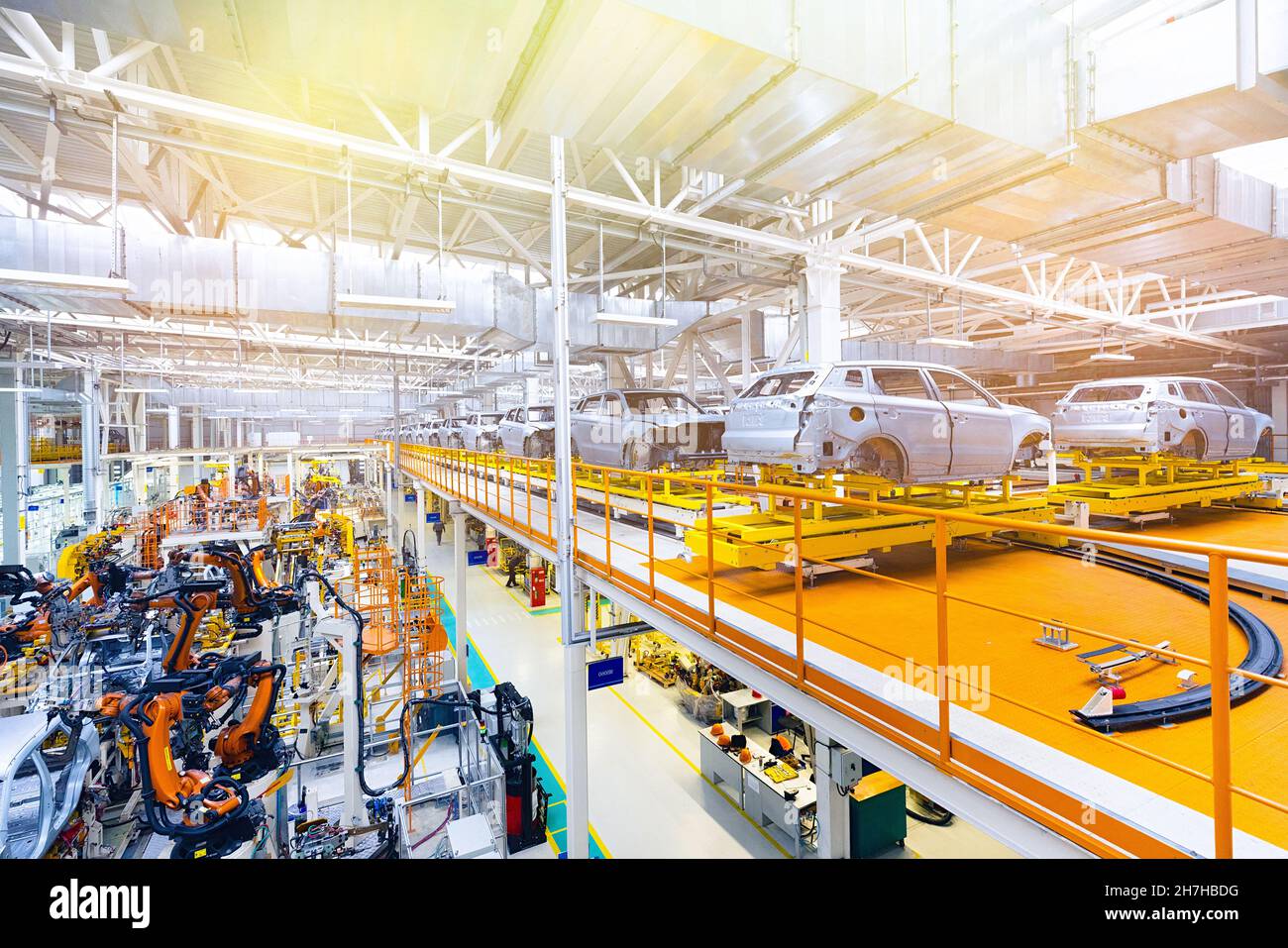 Automobile production line. Welding car body. Modern car assembly plant Stock Photo - Alamy
