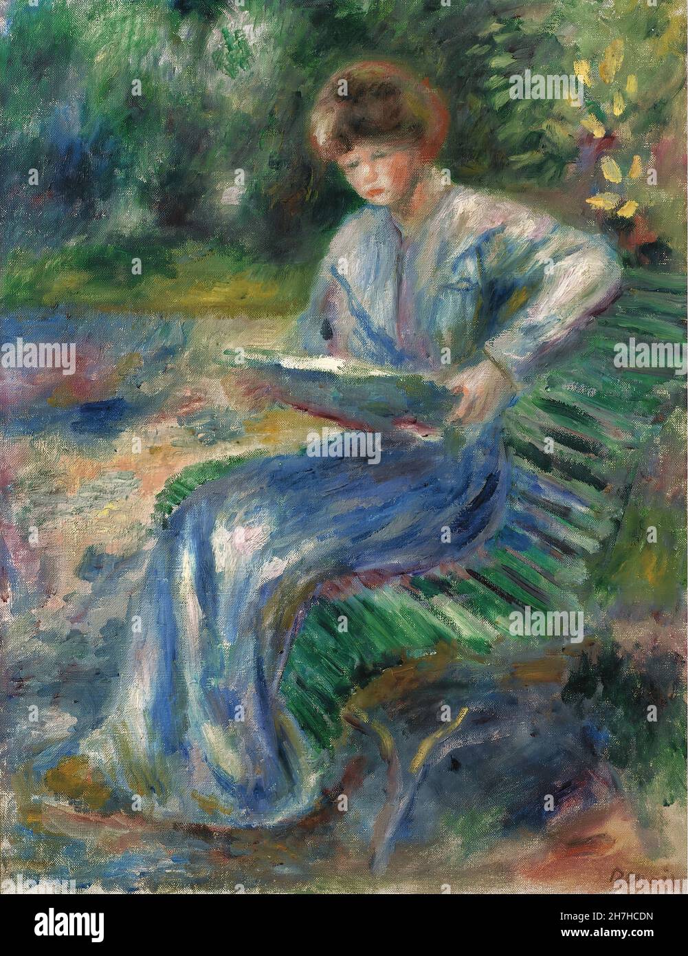 Pierre Auguste Renoir - Reading Woman on the Bench - 1905 Stock Photo ...