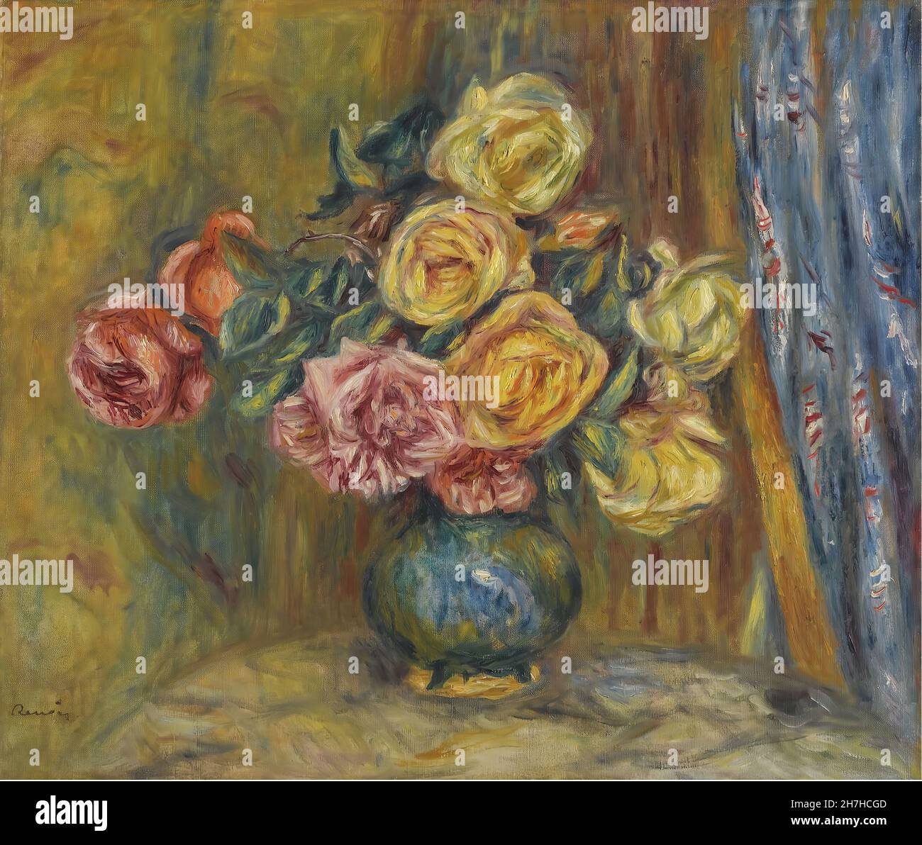 Pierre Auguste Renoir - Roses with Blue Curtain - 1912 Stock Photo - Alamy