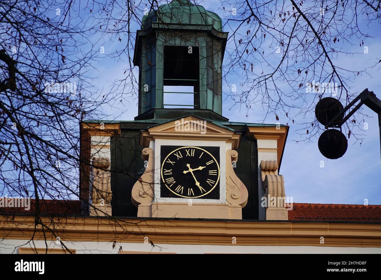 The clock of Celle Castle. The castle and the castle park are famous ...