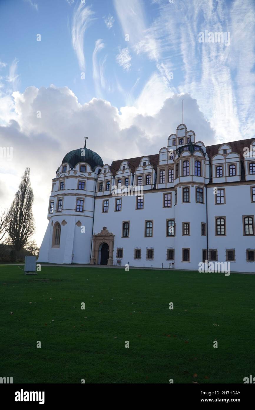 Celle Castle Celler Schloss in November under bright blue sky with ...