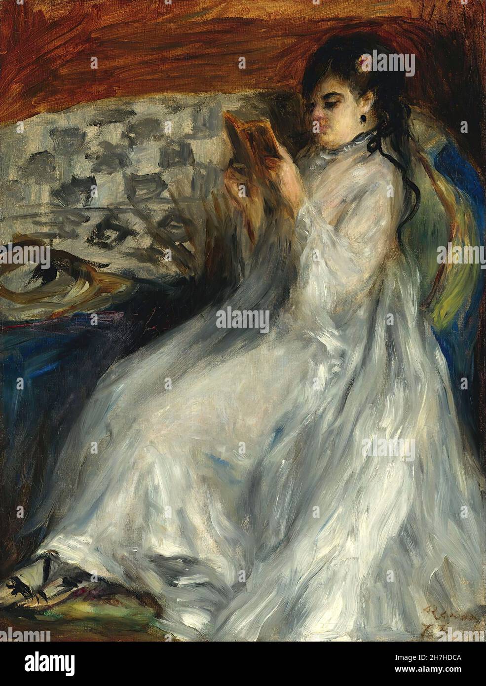 Pierre Auguste Renoir - Young Woman in White Reading - 1873 Stock Photo ...