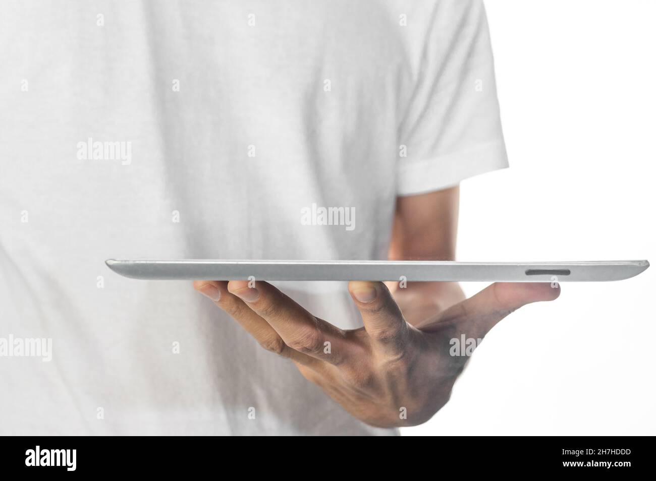 Hand using tablet touching on screen technology Stock Photo - Alamy