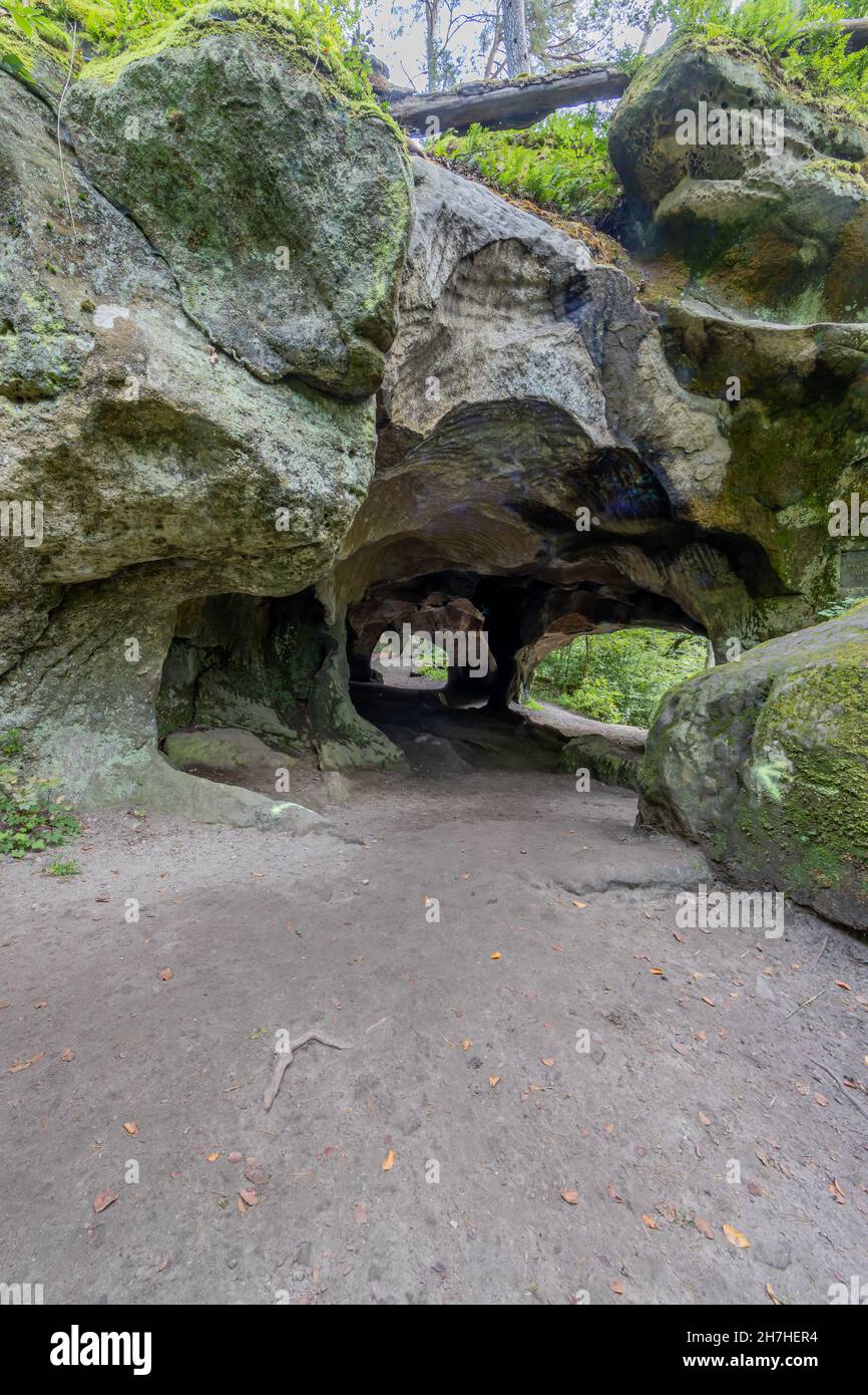 Path in the direction of the rock formation Huel Lee or Hohllay, old ...