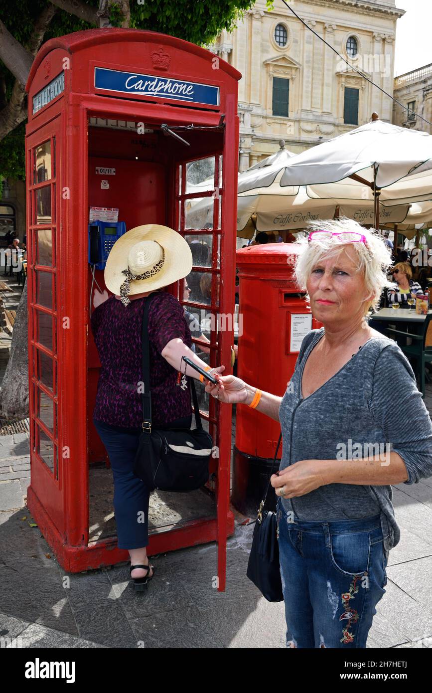 ISLAND OF MALTA, VALLETTA, PHONE BOX Stock Photo - Alamy