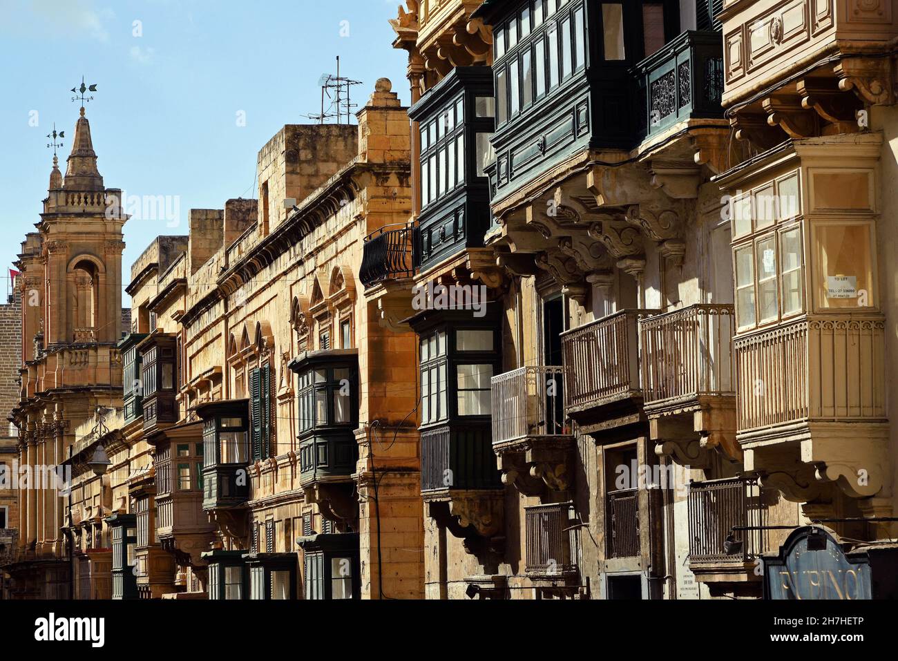 MALTA, VALLETTA, DOWNTOWN, COLORFUL BALCONIES INSPIRED MOUCHARABIEHS ...