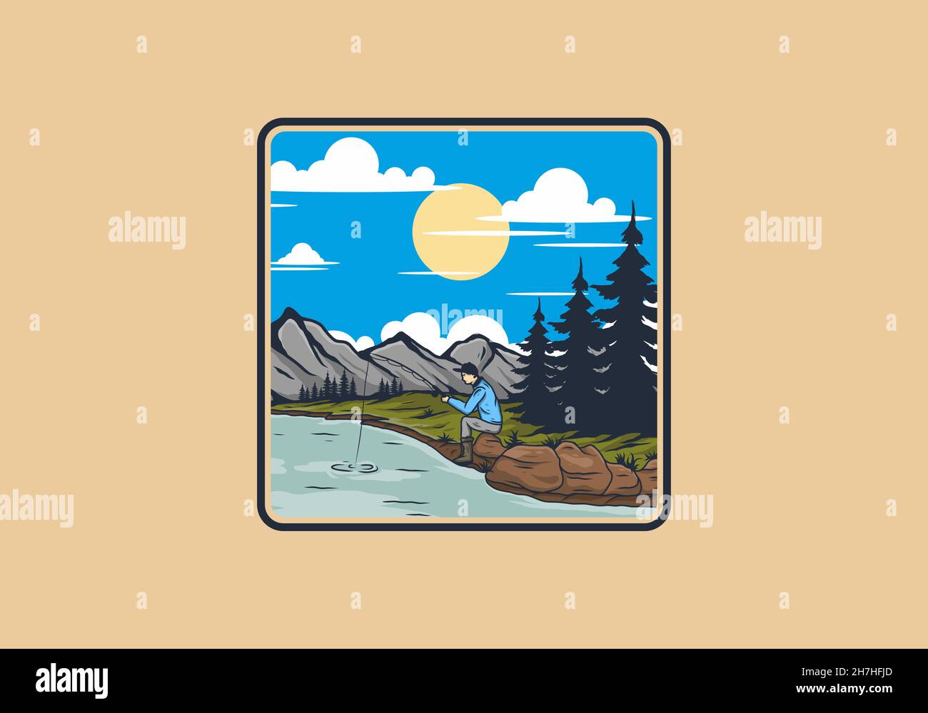 Outdoor wild fishing illustration drawing Stock Vector Image & Art - Alamy