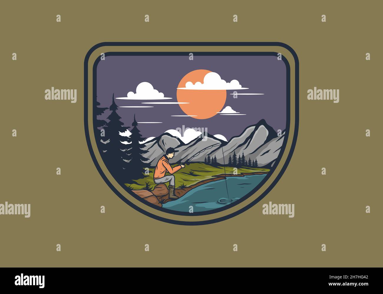 Outdoor wild fishing illustration drawing Stock Vector Image & Art - Alamy