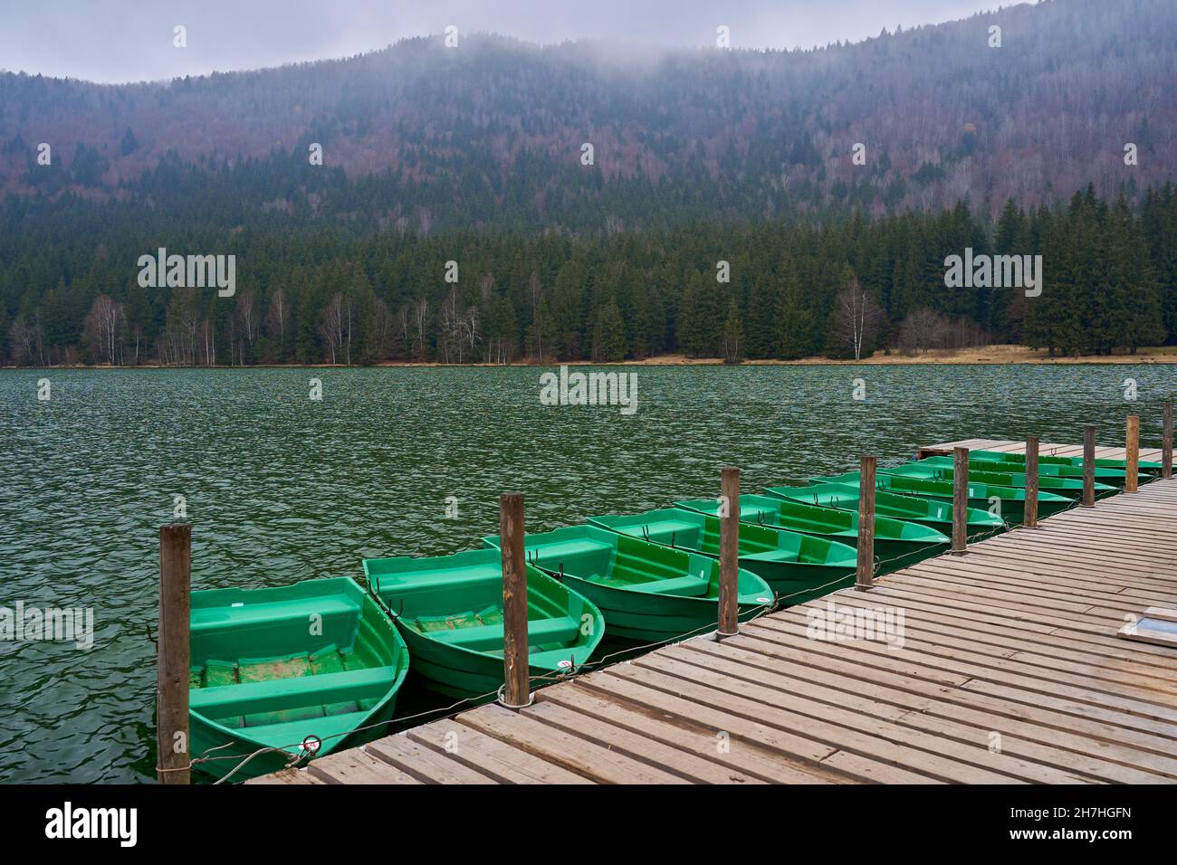 Saint Ana, the only volcanic lake in Romania, formed in the caldera of ...