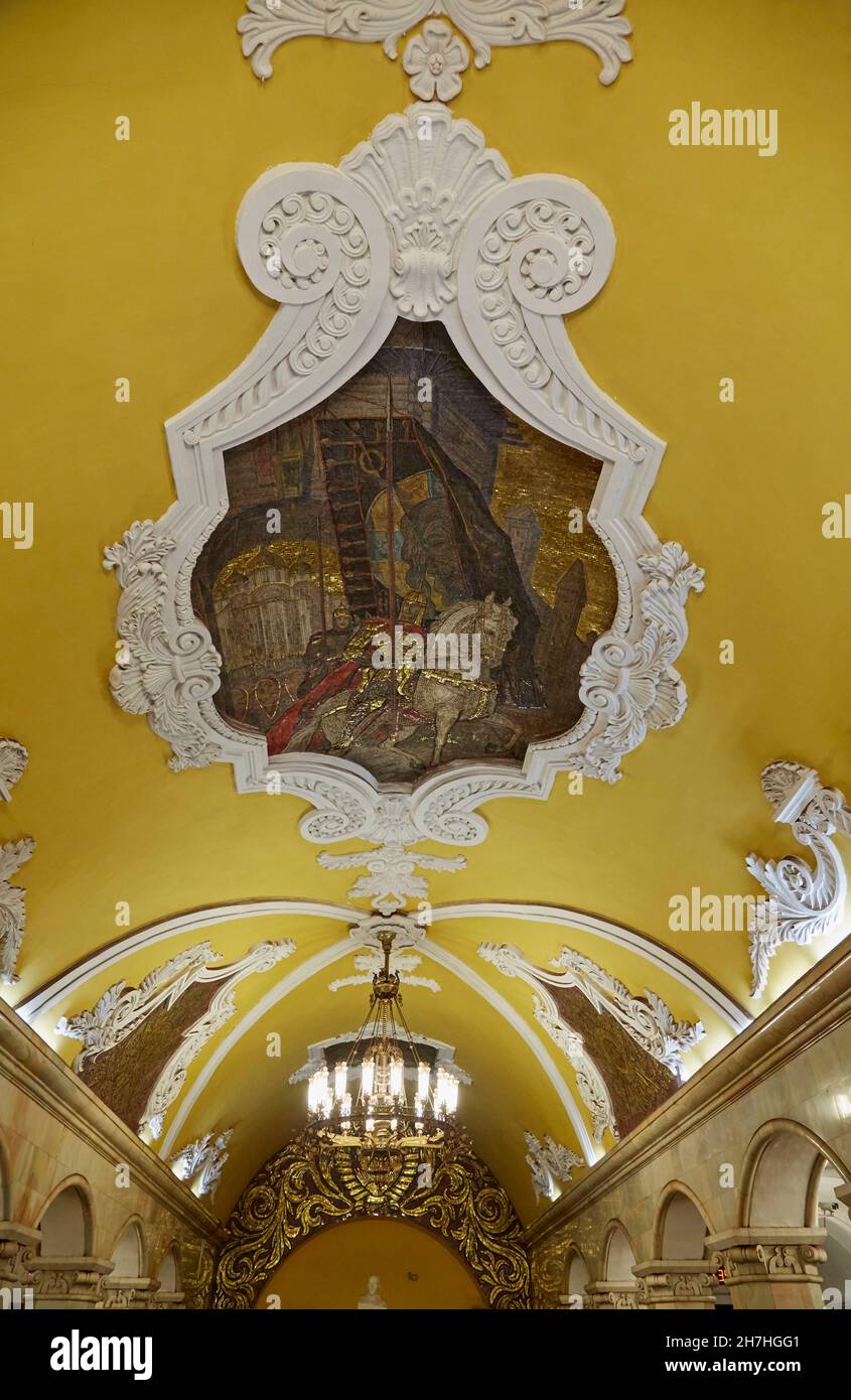 In the Komsomolskaya metro station in Moscow, Moscow-Volga Canal ...