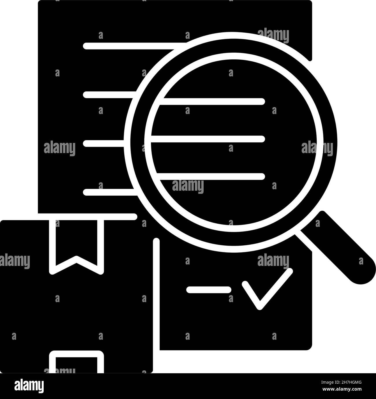 Shipping audit cargo transportation control black glyph icon Stock ...