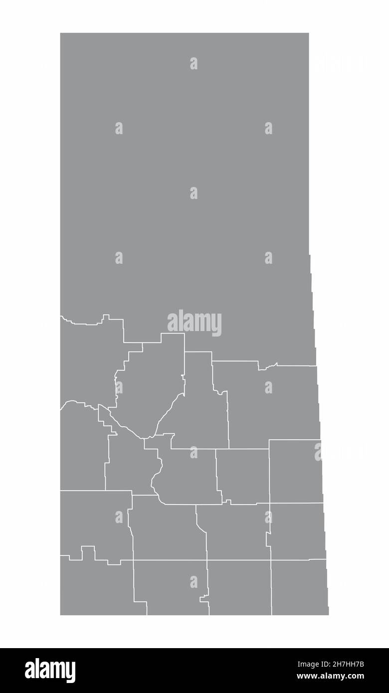 Saskatchewan province administrative map isolated on white background ...