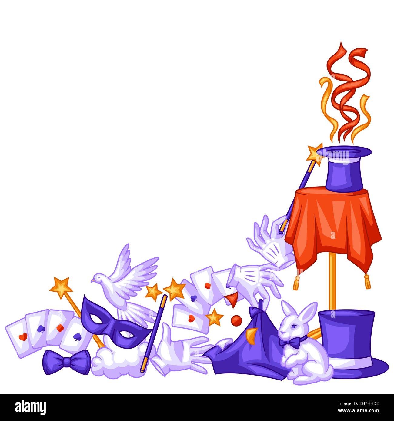 Magician frame with magic items. Illusionist show or performance ...